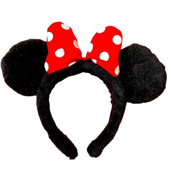 Disney | Accessories | Disney World Classic Minnie Mouse Ears Bow Headband Plush Ears Polka Dot ...